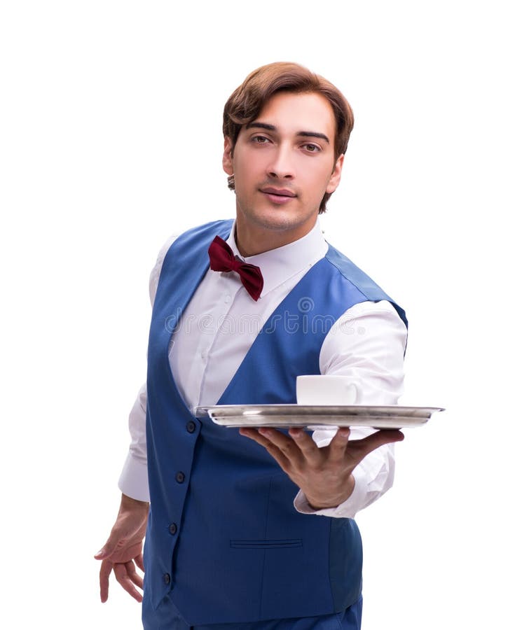 Mozo Joven Aislado De Fondo Blanco Foto de archivo - Imagen de delantal ...