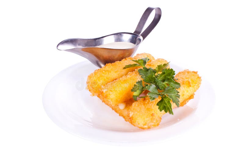 Mozzarella Fried with Mayonnaise Stock Photo - Image of setting, focus ...