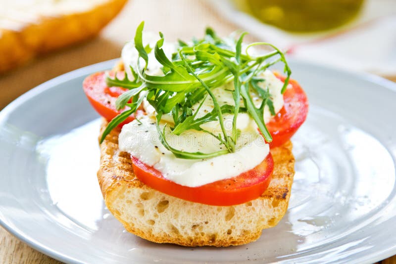 Mozzarella with Rocket Sandwich Stock Image - Image of snack, gourmet ...