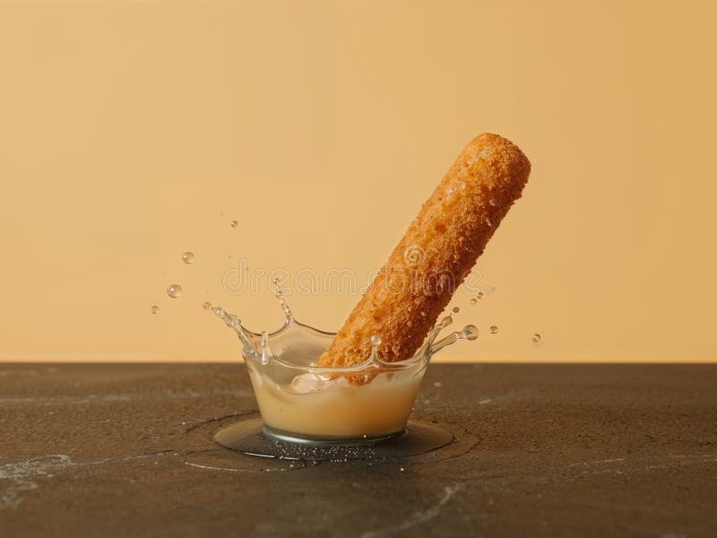 Mozzarella Stick Plunging into Dipping Sauce, Creating a Splash Moment ...