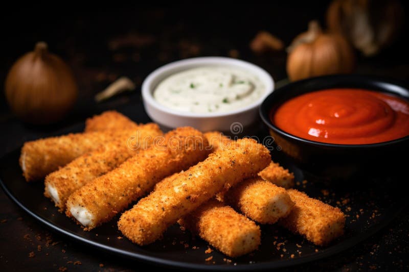Mozzarella Sticks Sprinkled with Black Pepper Stock Image - Image of ...