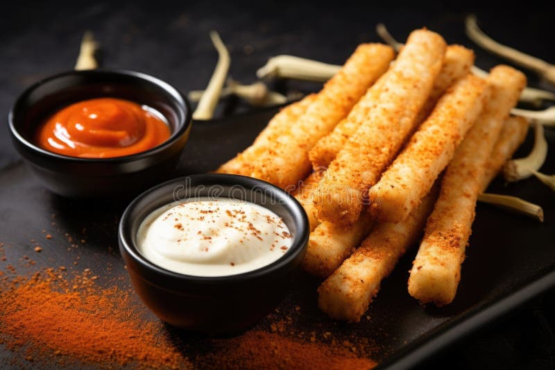 Mozzarella Sticks Sprinkled with Black Pepper Stock Photo - Image of ...