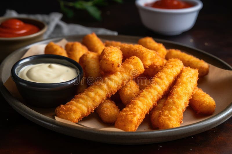 Mozzarella Sticks with Stretchy Cheese Pull Stock Illustration ...