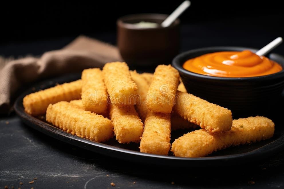 Mozzarella Sticks with Stretchy Cheese Pull Stock Image - Image of ...