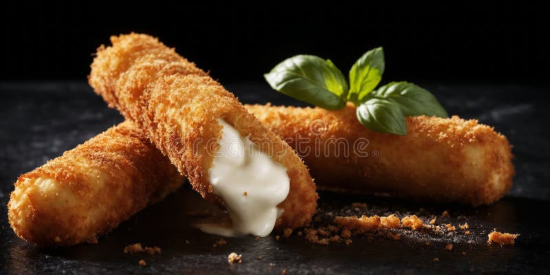 Mozzarella Sticks with the Stringy Cheese Visible Stock Illustration ...