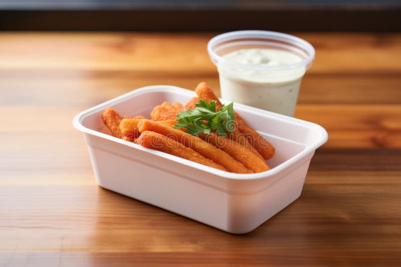 Mozzarella Sticks in a To-go Container Stock Illustration ...