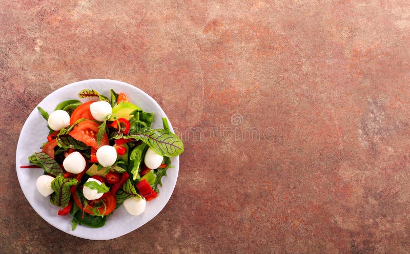 Mozzarella, Vegetable and Herb Healthy Salad Stock Photo - Image of ...