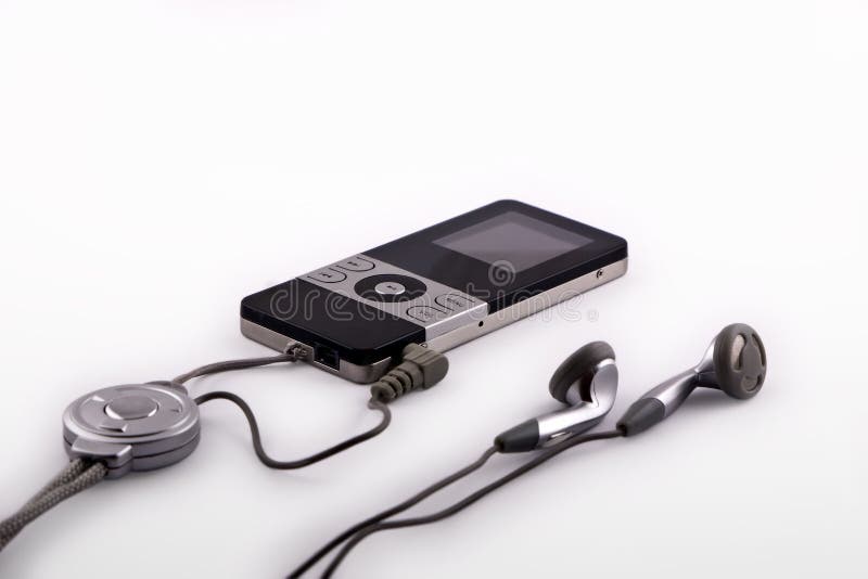 MP-3 Player stock photo. Image of earphones, black, isolated - 6837722
