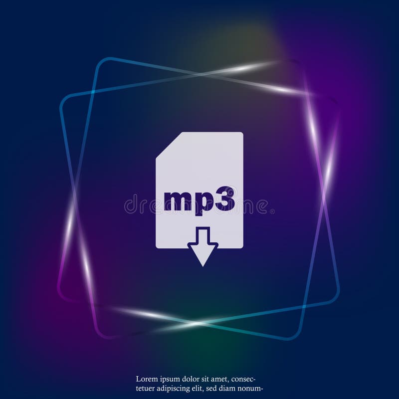 Mp3 Download Neon Light Icon. Mp3 Button. Layers Grouped for Easy ...