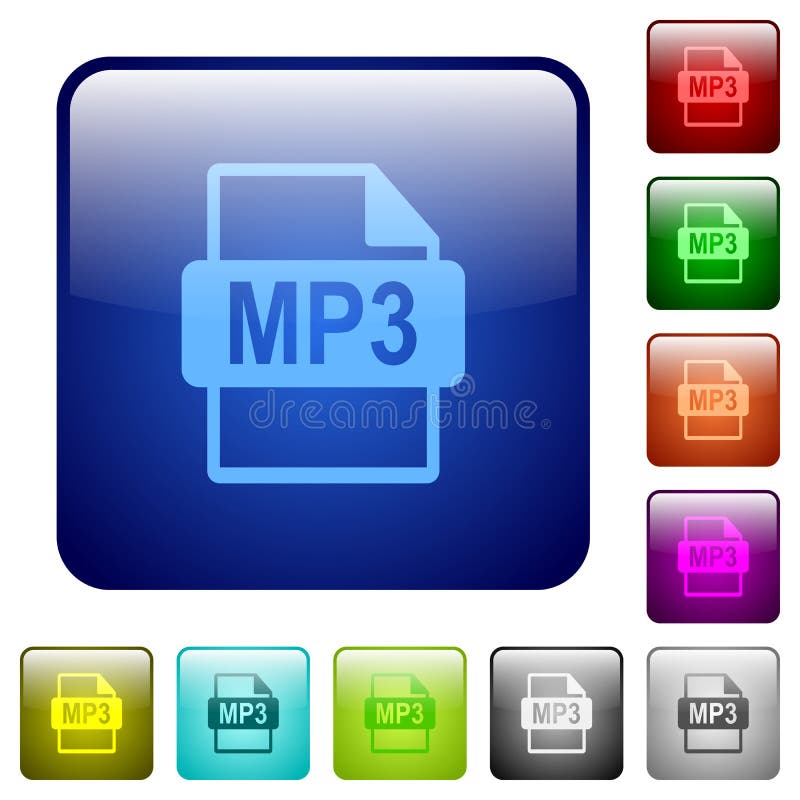 Mp3 File Format Color Square Buttons Stock Vector Illustration Of