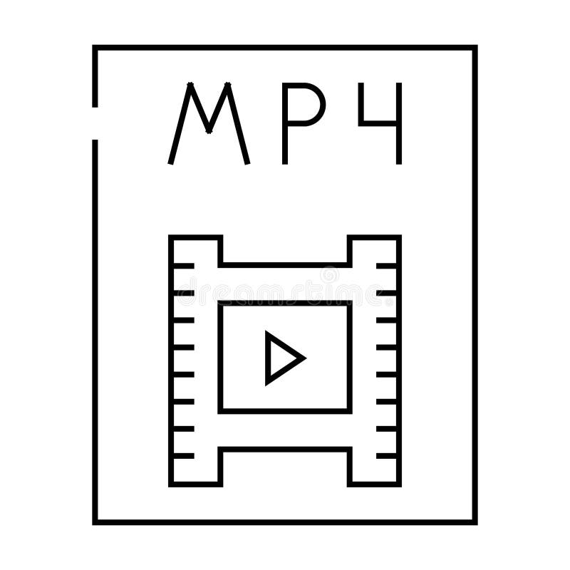 Mp4 File Format Document Line Icon Vector Illustration Stock Vector ...