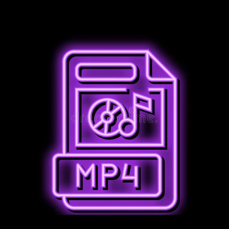 Mp4 File Format Document Neon Glow Icon Illustration Stock Vector ...