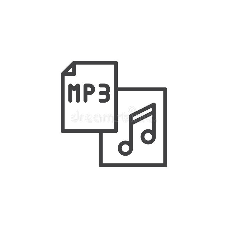 Mp3 File Format Outline Icon Stock Vector - Illustration of stroke ...