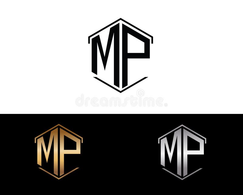 MP Hexagon Shape Letters Vector Design Stock Vector - Illustration of ...