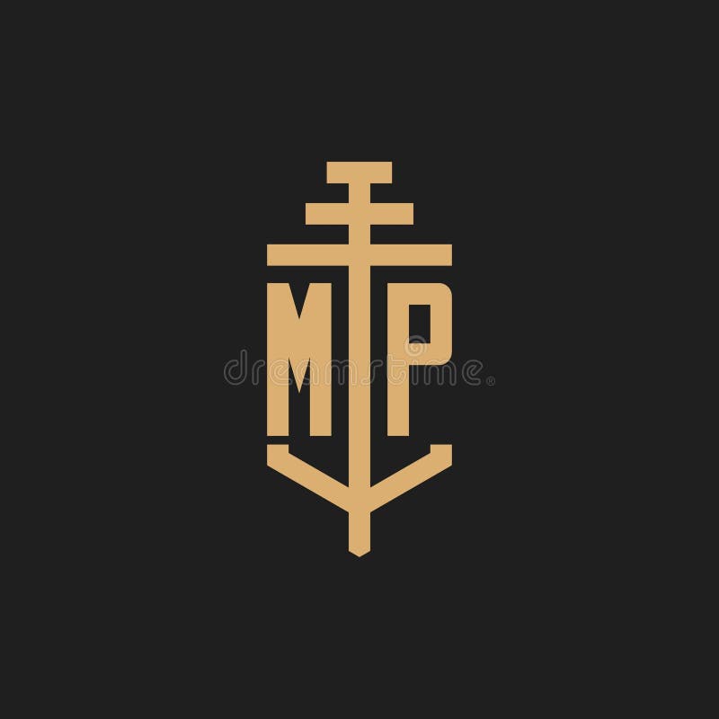 MP Initial Logo Monogram with Pillar Icon Design Vector Stock Vector ...