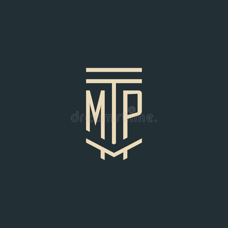 MP Initial Monogram with Simple Line Art Pillar Logo Designs Stock ...