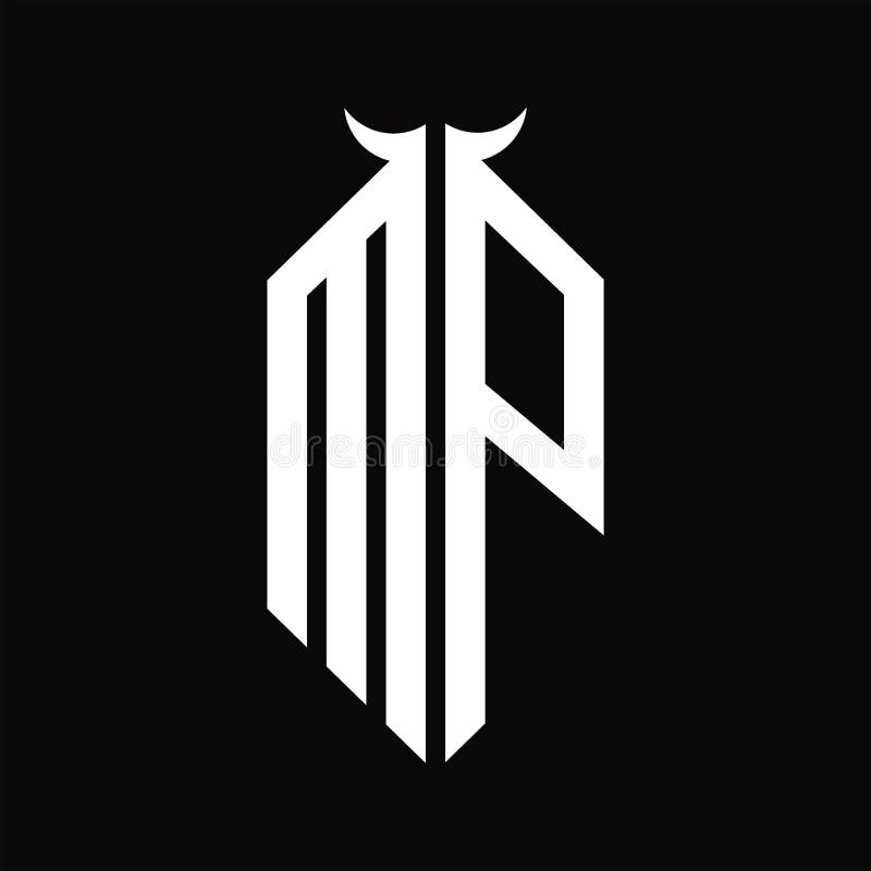 MP Logo Monogram with Horn Shape Isolated Black and White Design ...