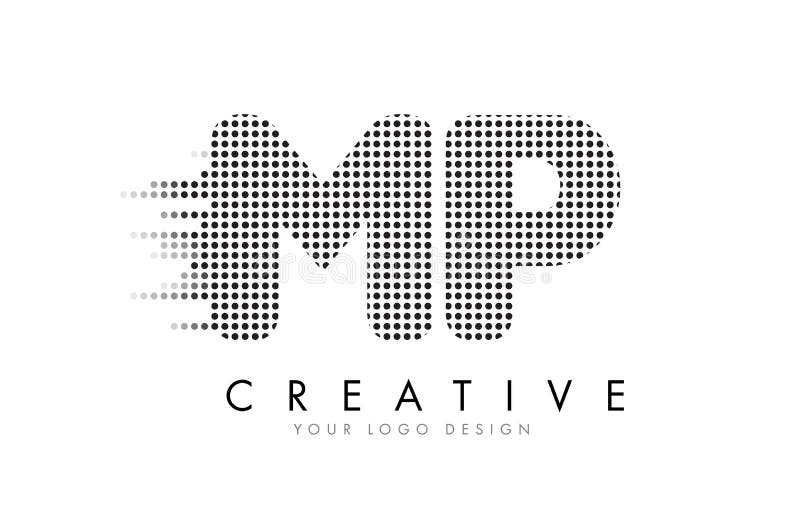 MP M P Letter Logo with Black Dots and Trails. Stock Vector ...