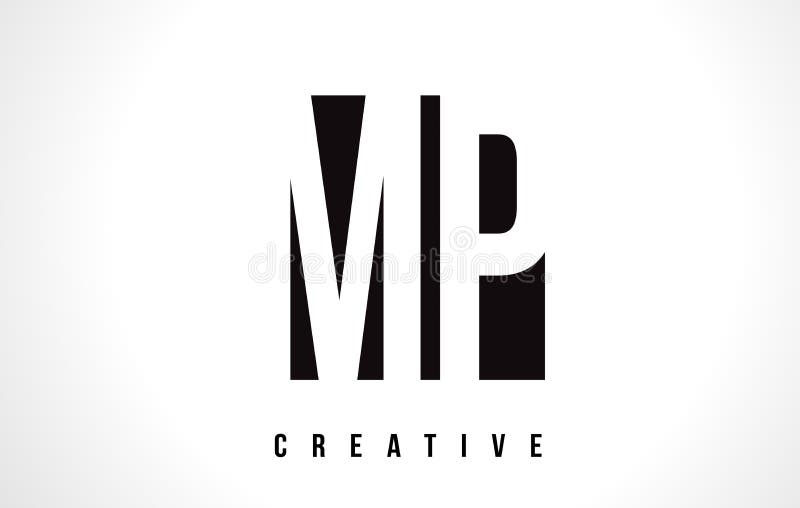 MP M P White Letter Logo Design with Black Square. Stock Vector ...