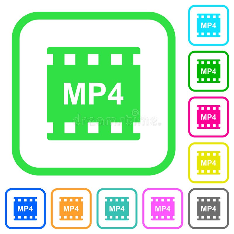 Mp4 Movie Format Vivid Colored Flat Icons Stock Vector - Illustration ...