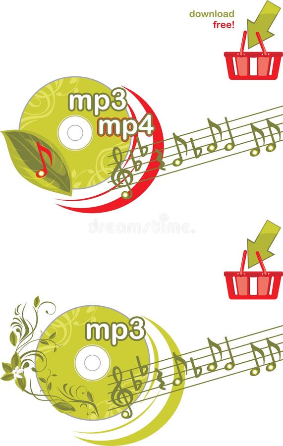 Mp3 and Mp4 Download. Icons for Design Stock Vector - Illustration of ...