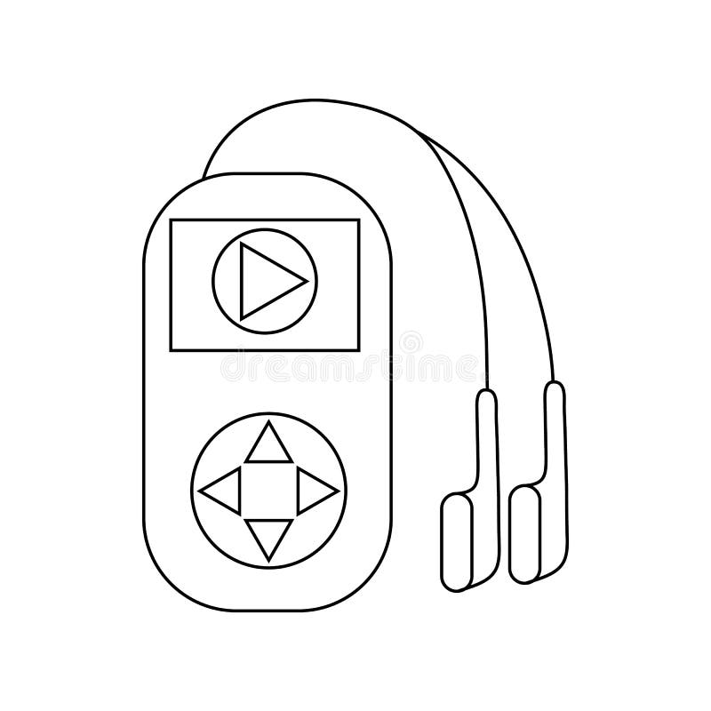 Mp3 Player with Headphones Icon, Outline Style Stock Vector ...