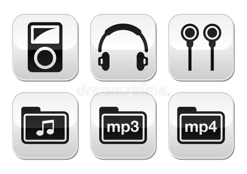 Mp3 Player Vector Buttons Set Editorial Image - Illustration of player ...