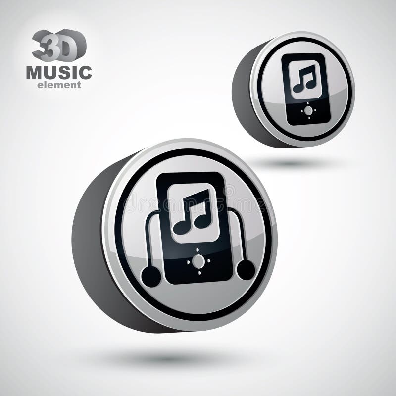 Mp3 Player Round Icon, 3d Vector Design Element. Stock Vector ...