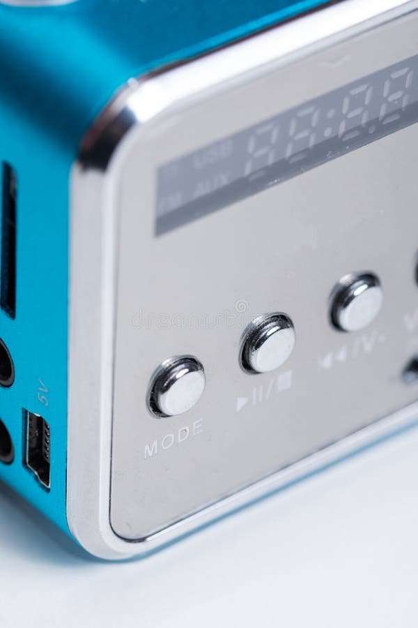 Mp3 Radio Player Box Blue Antenna Stock Photo - Image of receiver ...