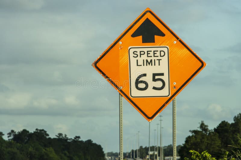 65 mph speed limit sign stock image. Image of arrow - 221038789