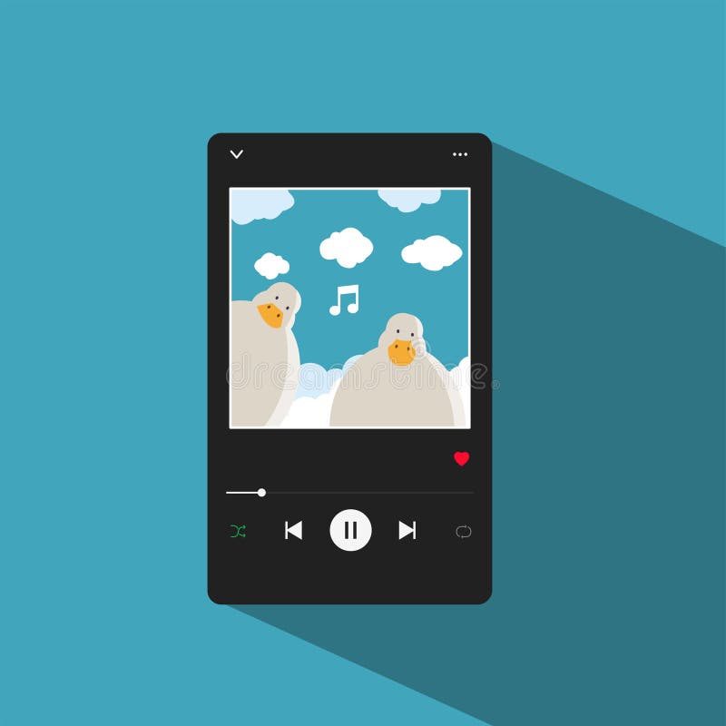 Music Player Screen with Two Lovely Ducks Wallpaper Stock Vector ...