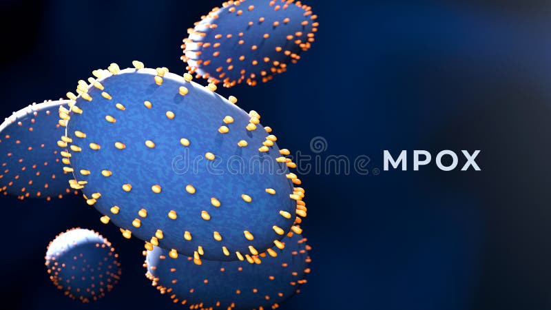 Mpox (Monkeypox) Virus. 3d Illustration of Viral Structure on Blue ...