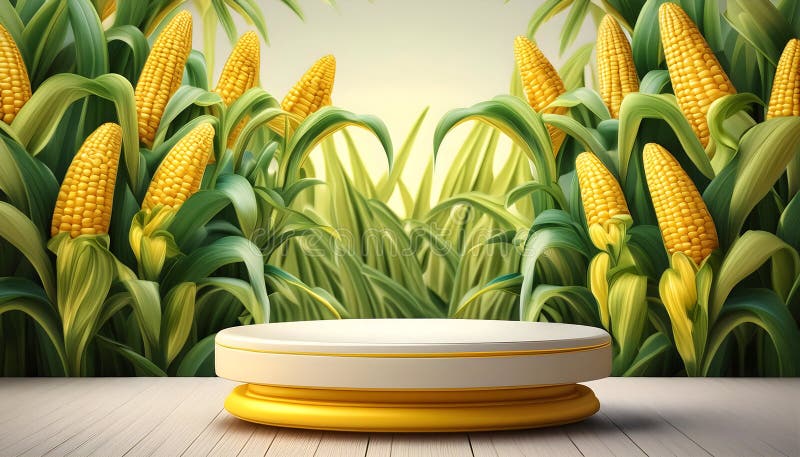 Empty Podium for Product Presentation and Sweet Corn Tree Background ...