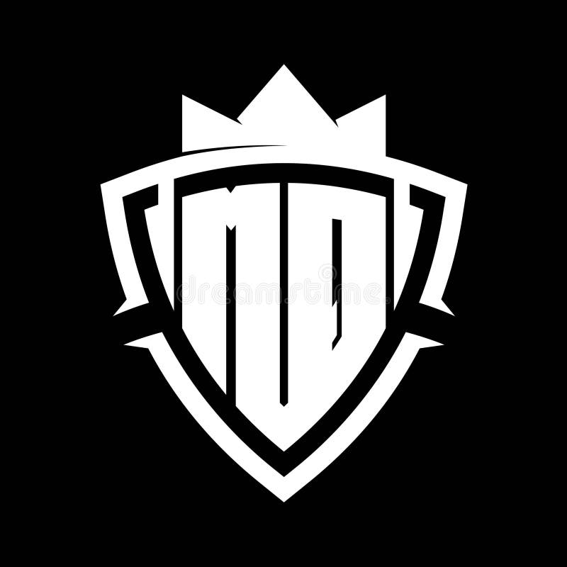 MQ Letter Monogram with Triangle Curve Shield Shape with Crown White ...