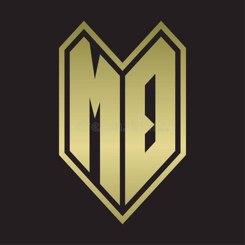 MQ Logo Monogram with Emblem Line Style Isolated on Gold Colors Stock ...