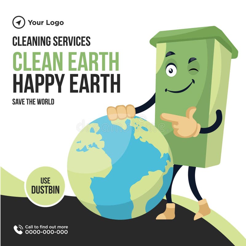 Cleaning Services Clean Earth Happy Earth Banner Design Stock Vector ...