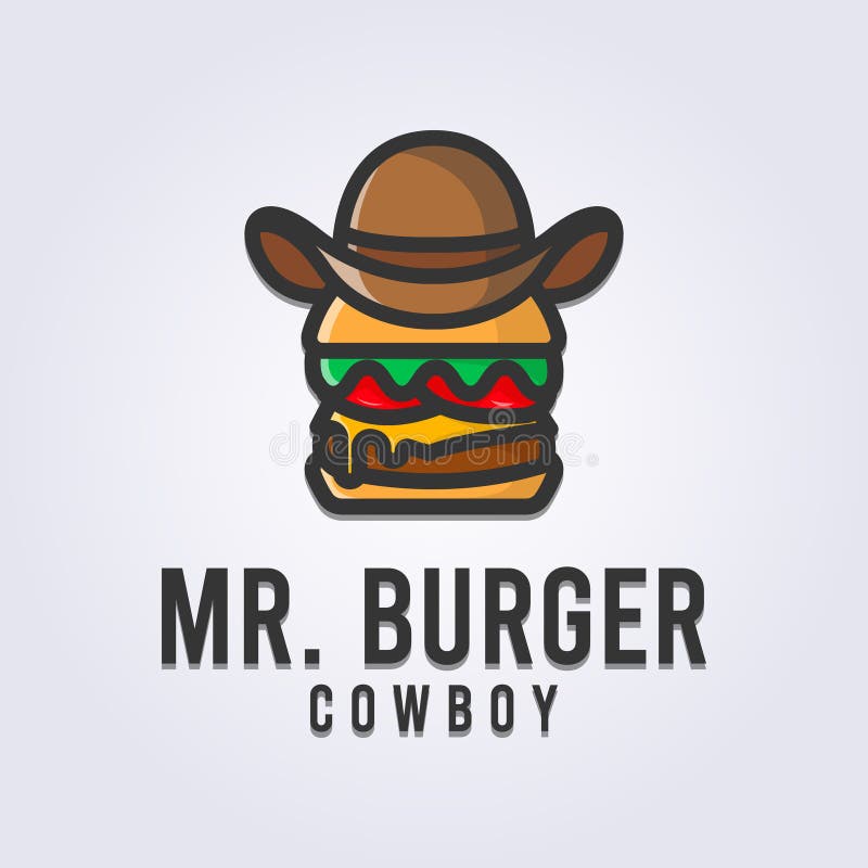 Mr. Burger Logo, Cowboy Burger Logo Vector Illustration Design ...