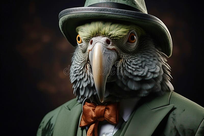 Mr Green Parrot Gentleman in Boss Hat and Scientist. AI Generated Stock ...