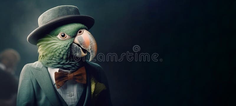 Mr Green Parrot Gentleman in Boss Hat and Scientist. AI Generated Stock ...