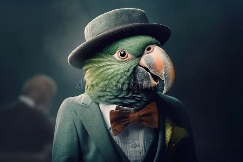 Mr Green Parrot Gentleman in Boss Hat and Scientist. AI Generated Stock ...