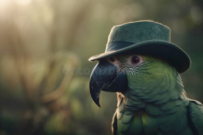 Mr Green Parrot Gentleman in Boss Hat and Scientist. AI Generated Stock ...