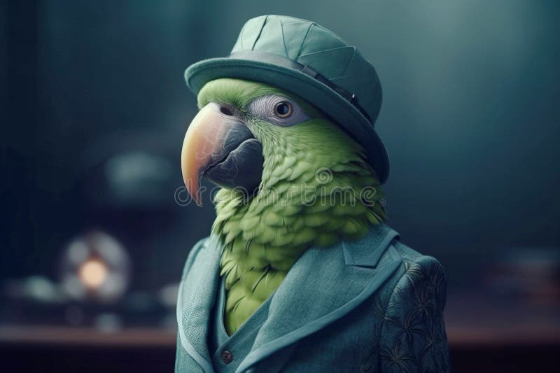 Mr Green Parrot Gentleman in Boss Hat and Scientist. AI Generated Stock ...
