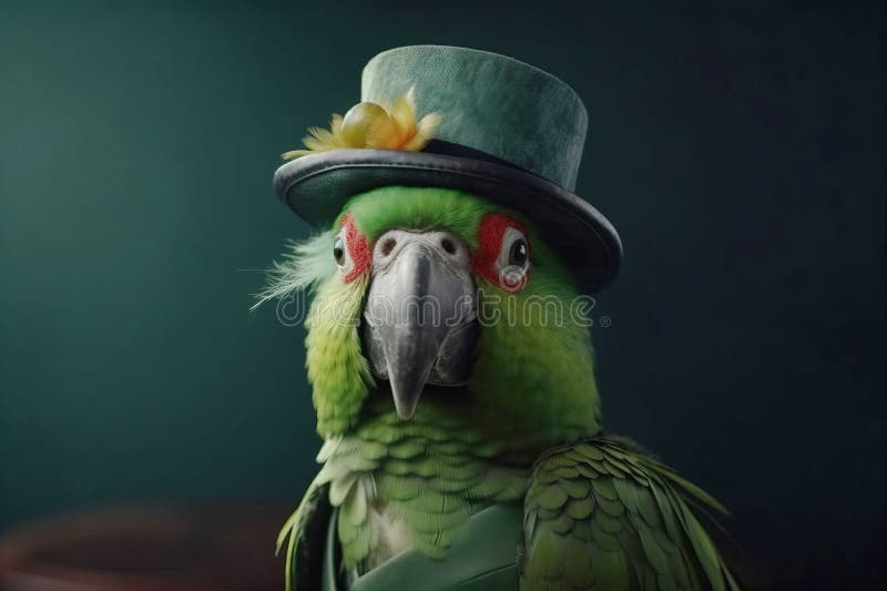 Mr Green Parrot Gentleman in Boss Hat and Scientist. AI Generated Stock ...