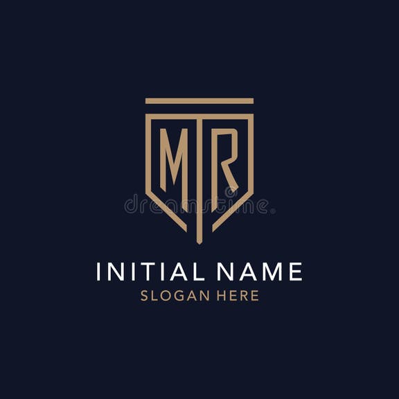 MR Initial Logo Monogram with Simple Luxury Shield Icon Design Stock ...