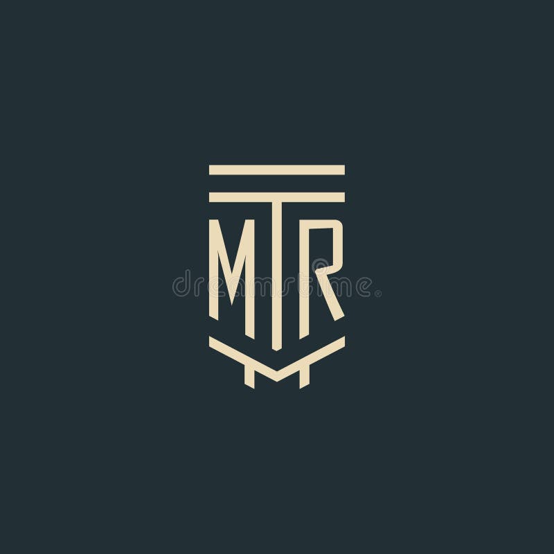 MR Initial Monogram with Simple Line Art Pillar Logo Designs Stock ...