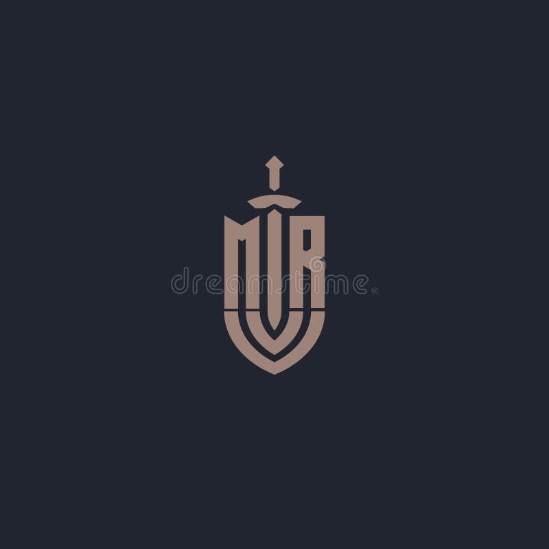 MR Logo Monogram with Sword and Shield Style Design Template Stock ...