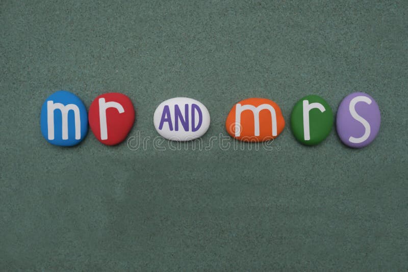Mr and Mrs, Creative Text Composed with Multi Colored Stone Letters ...