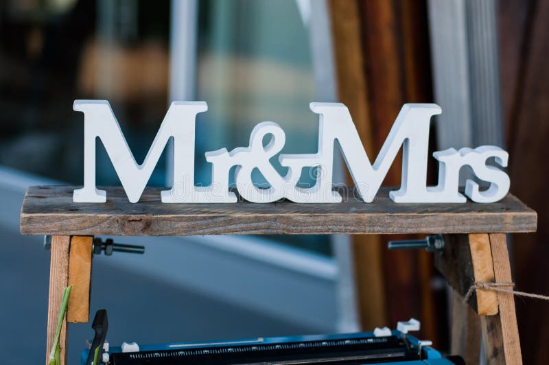 Mr and Mrs sign stock photo. Image of bridal, tree, wedding - 57638318