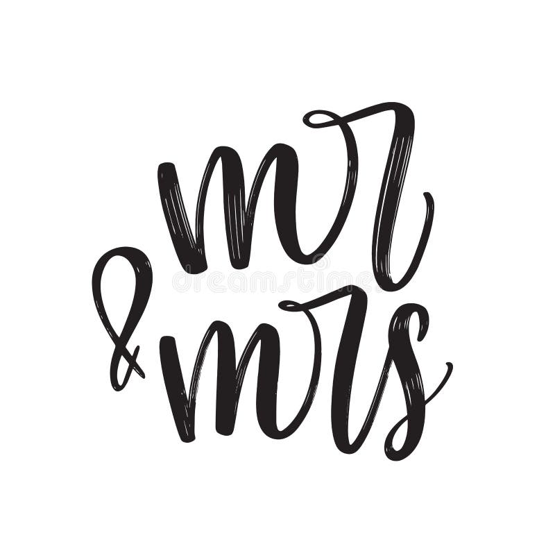 Mr and Mrs Text Written with Elegant Cursive Calligraphic Font or ...