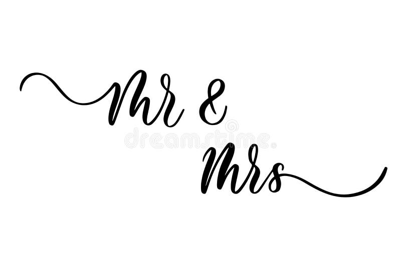 Mr Mrs. Wavy Elegant Calligraphy Spelling for Decoration of the Wedding ...